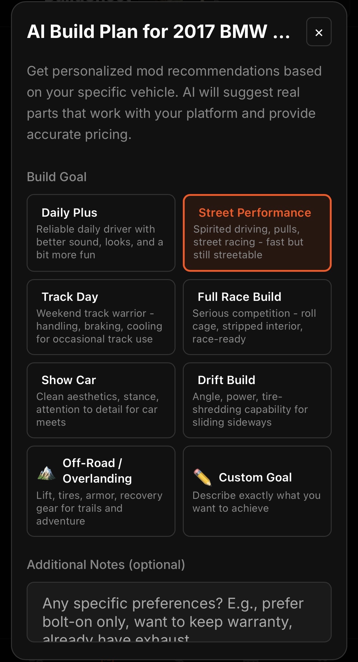 BuildSheet — AI Car Build Tracker | Scan Receipts, Plan Mods & Track ...